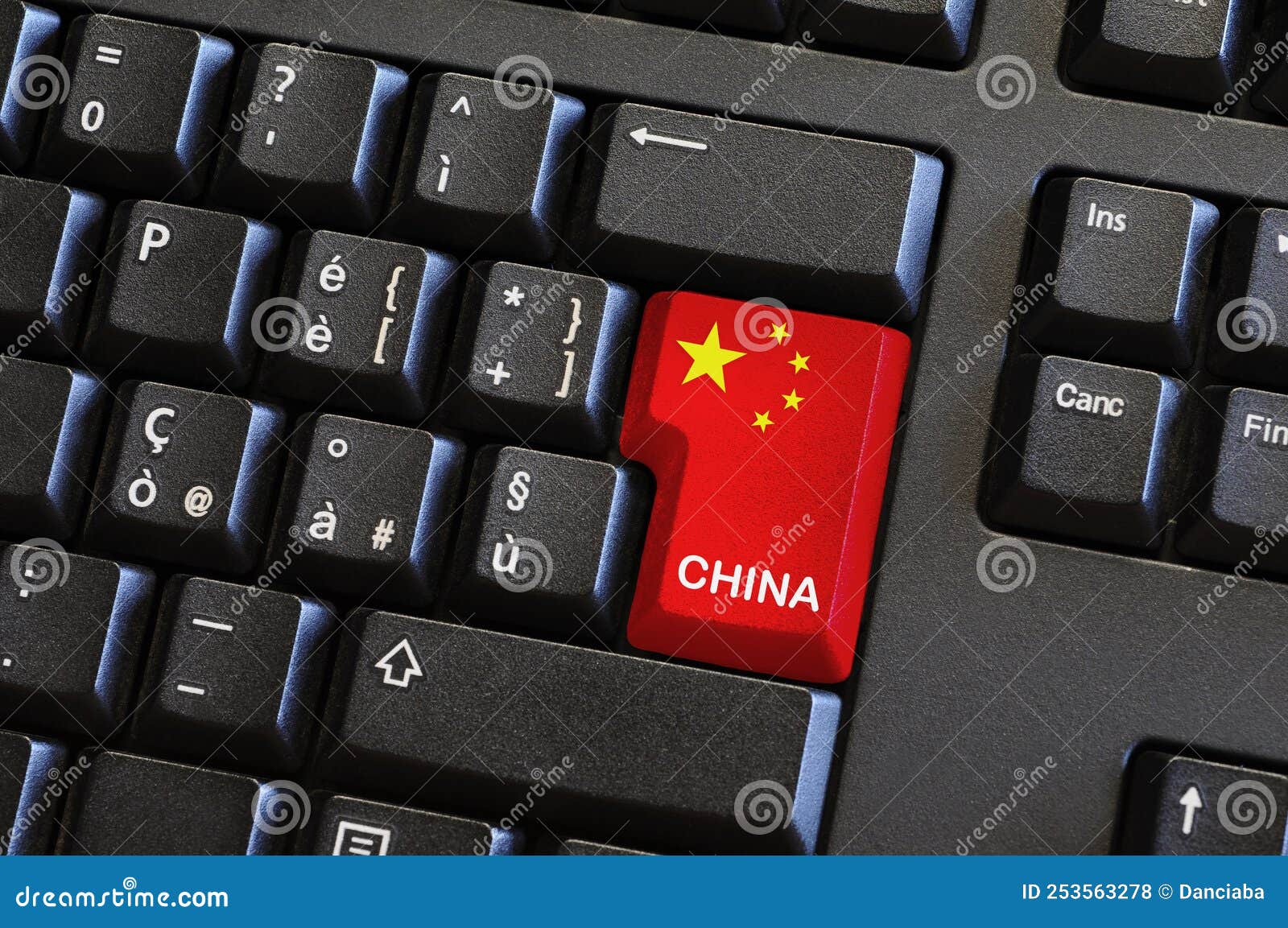 Computer Keyboard Key with China Flag Stock Photo - Image of illegal ...