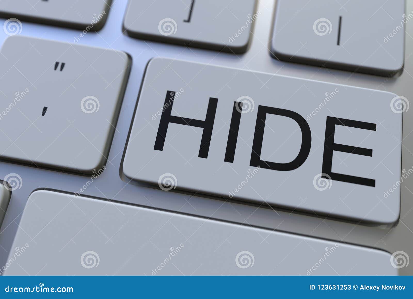 HIDE Key on Computer Keyboard. 3D Rendering Stock Illustration ...