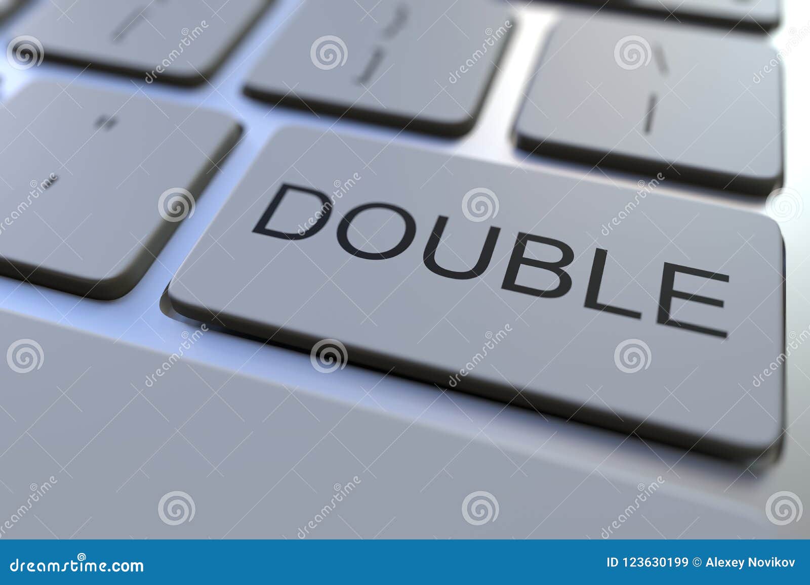 Modern Computer Keyboard with DOUBLE Button. 3D Rendering Stock ...