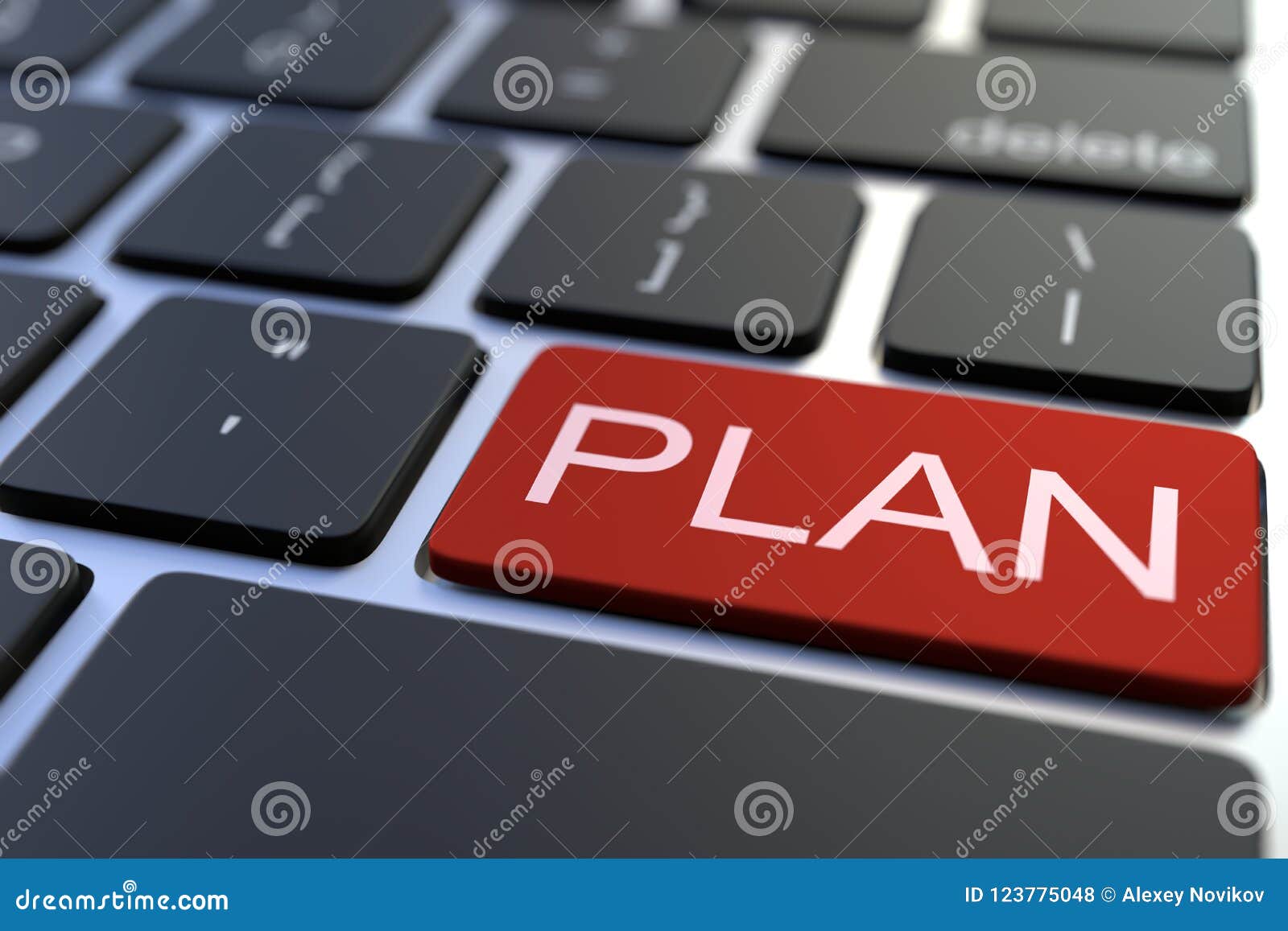 PLAN Key on Computer Keyboard. 3D Rendering Stock Illustration ...