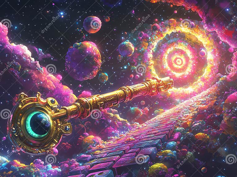 A Computer Keyboard Key Rendered in a Surreal Manner, Enveloped by ...