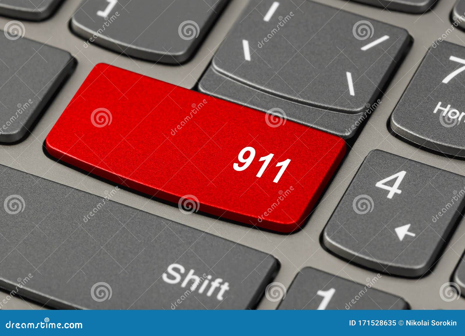 Computer Keyboard with 911 Key Stock Image - Image of crime ...