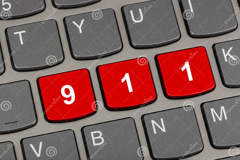Computer Keyboard with 911 Key Stock Photo - Image of notebook, enter ...