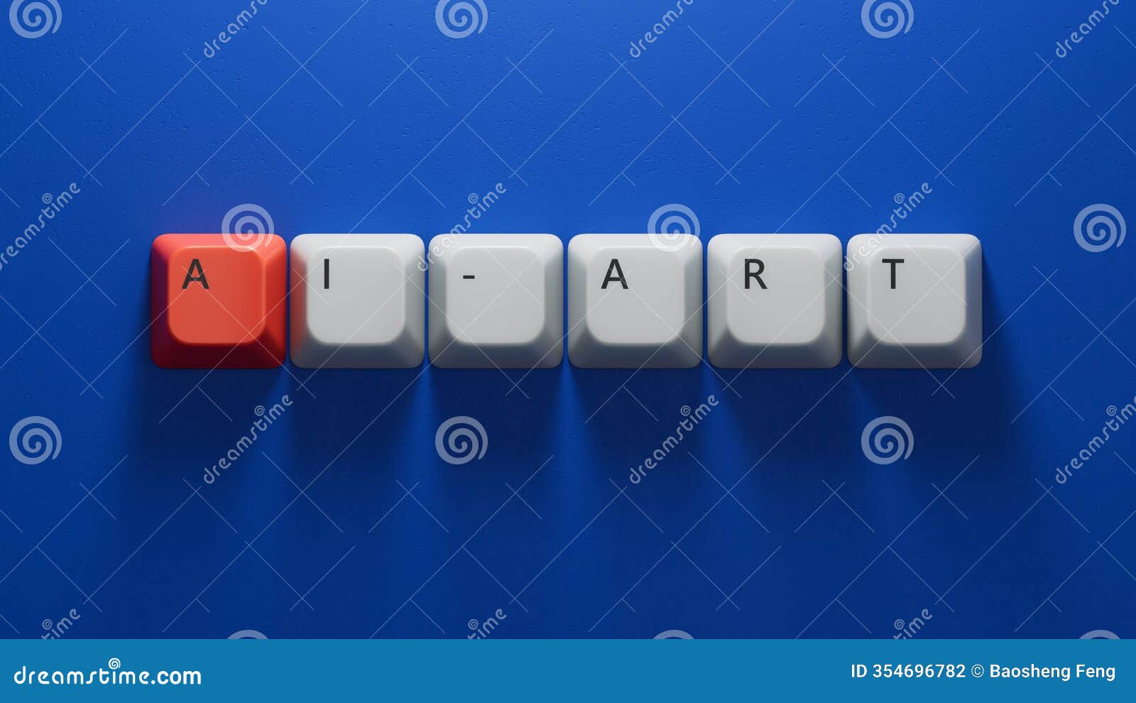 Computer Keyboard Keys With Ai Art Business Wordclose Up Of Computer Keyboard Keys Stock