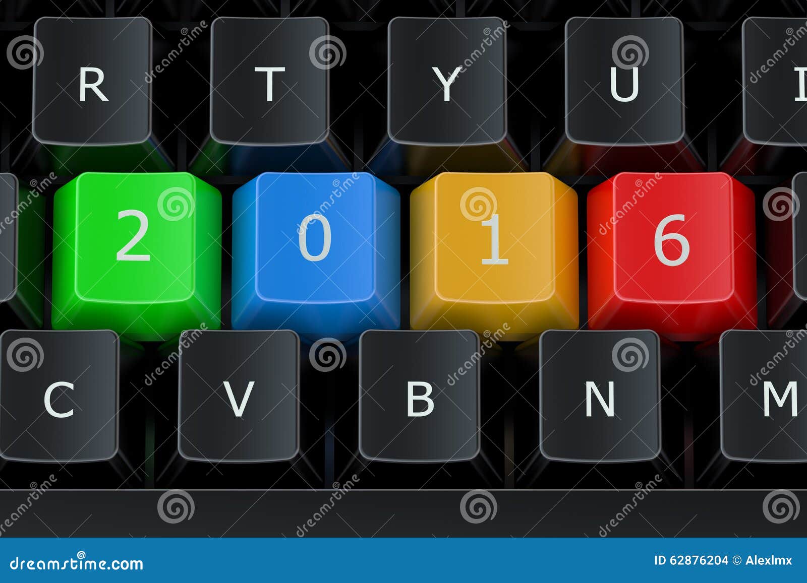 Computer Keyboard with 2016 Keys, New Year Concept Stock Illustration ...