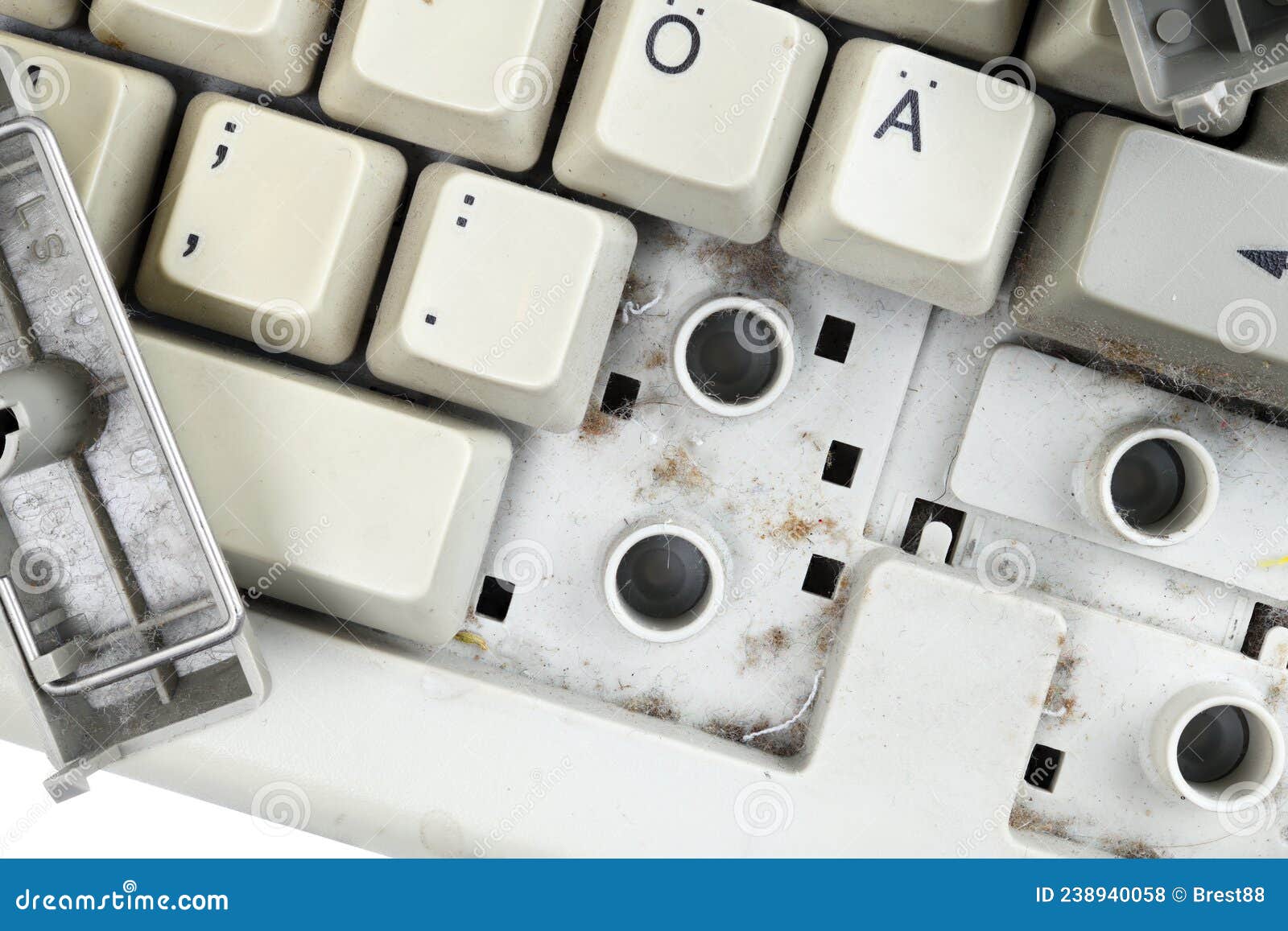 Computer Keyboard with Keys Removed for Cleaning. Dirt and Dust between ...
