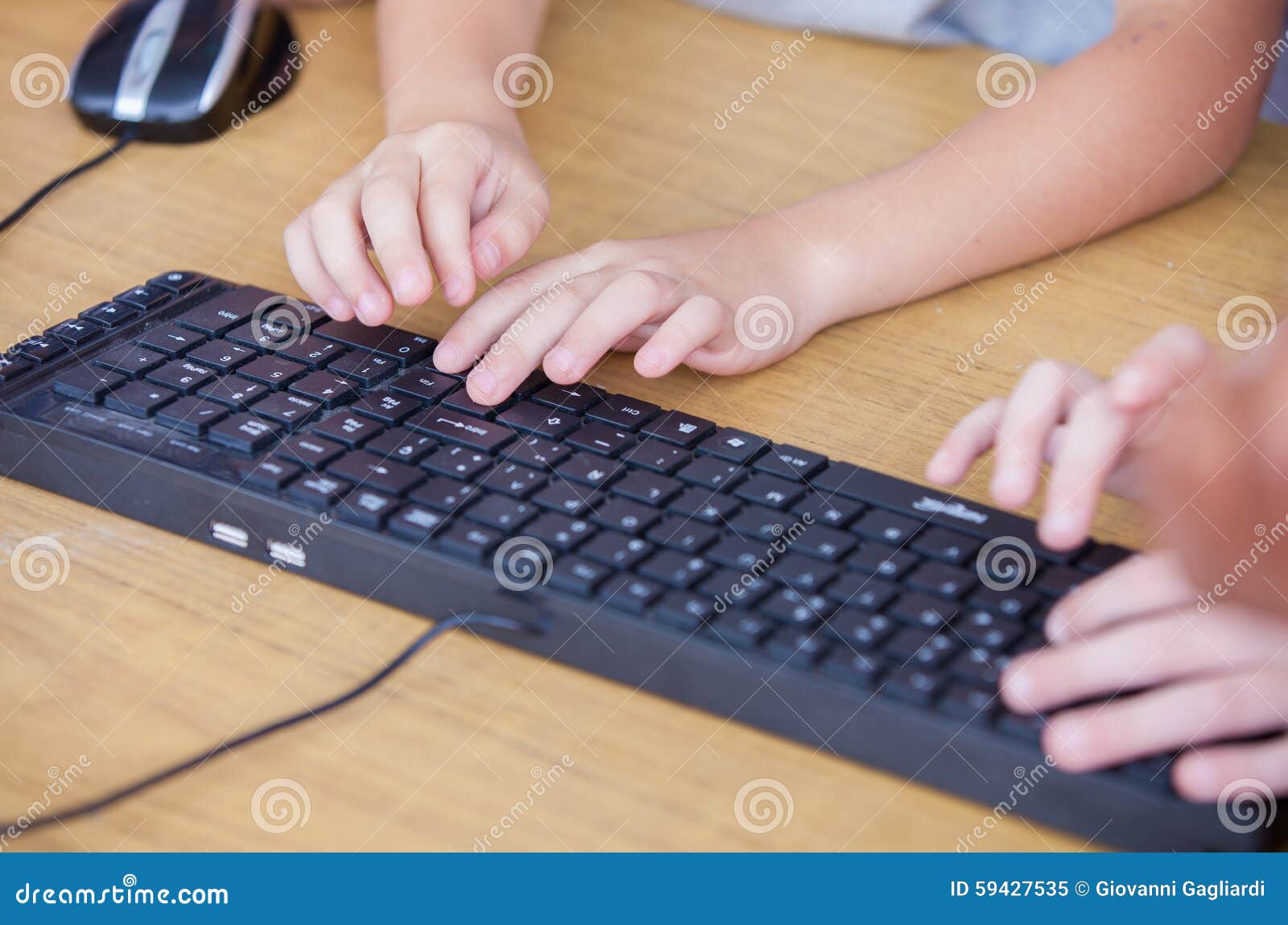 Computer Keyboard with Kids Hands Stock Image - Image of modern, school ...