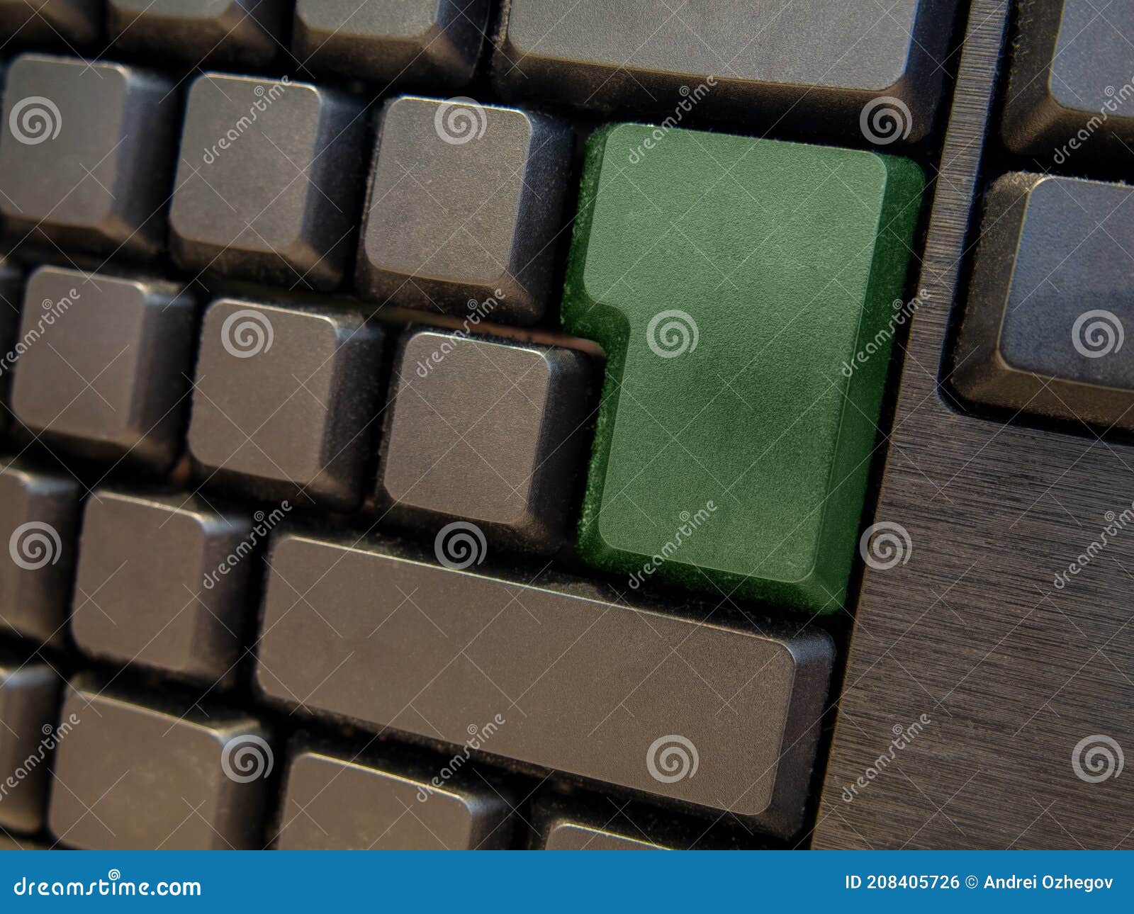 Computer Keyboard without Letters - Technology Background. Green Button ...