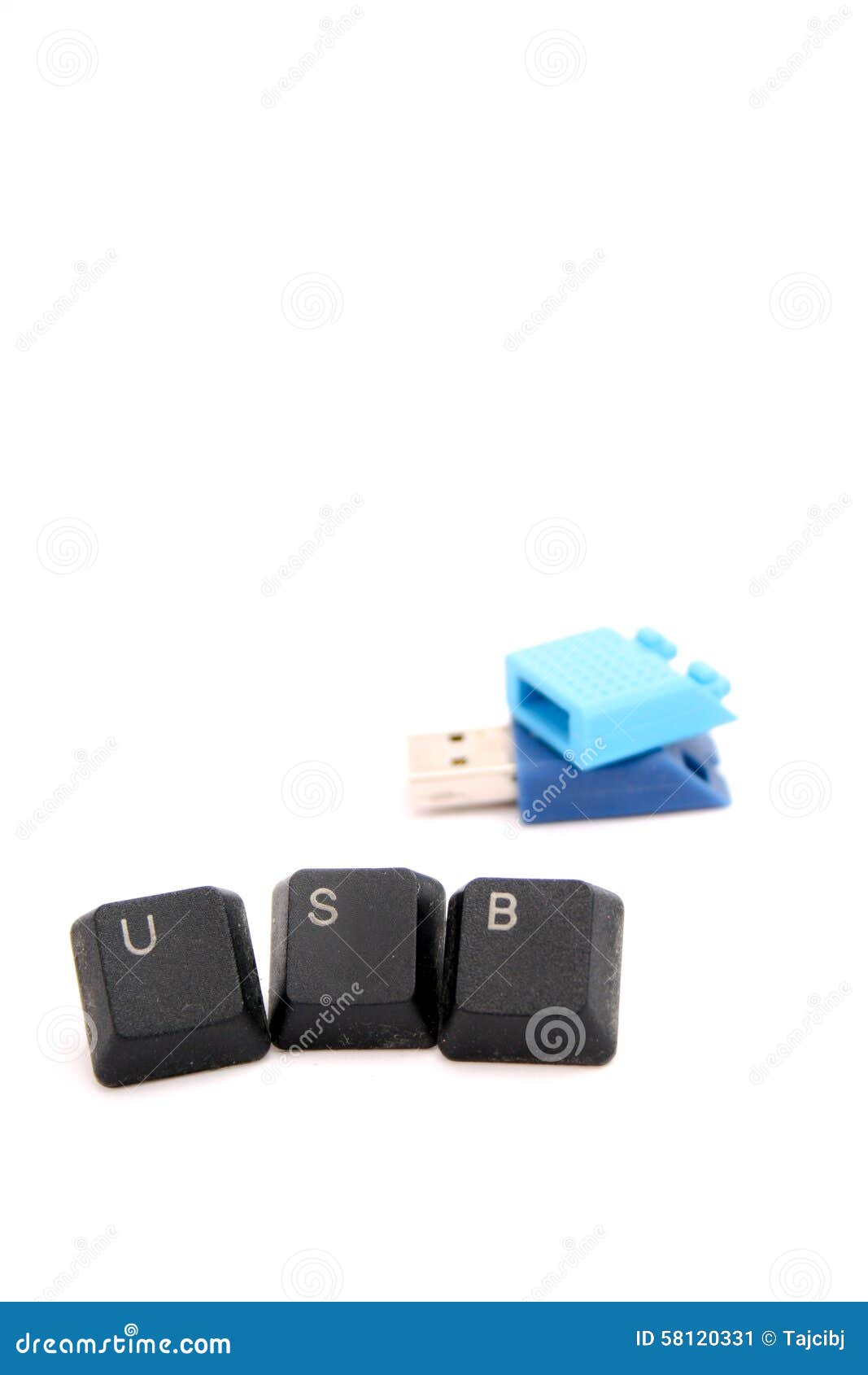 Computer Keyboard Letters USB in Front of USB Flash Drive Stock Image ...