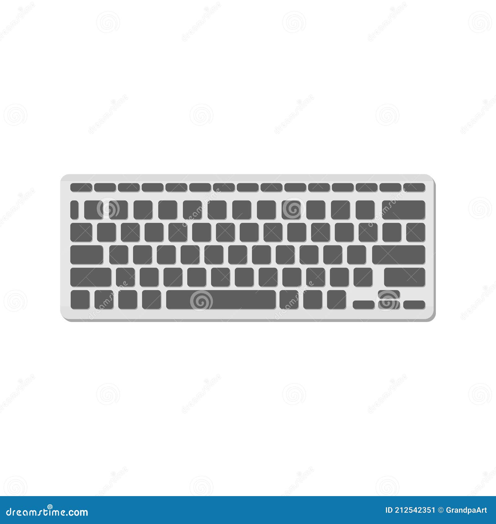 The Computer Keyboard is Light with Gray Buttons and No Symbols. a ...