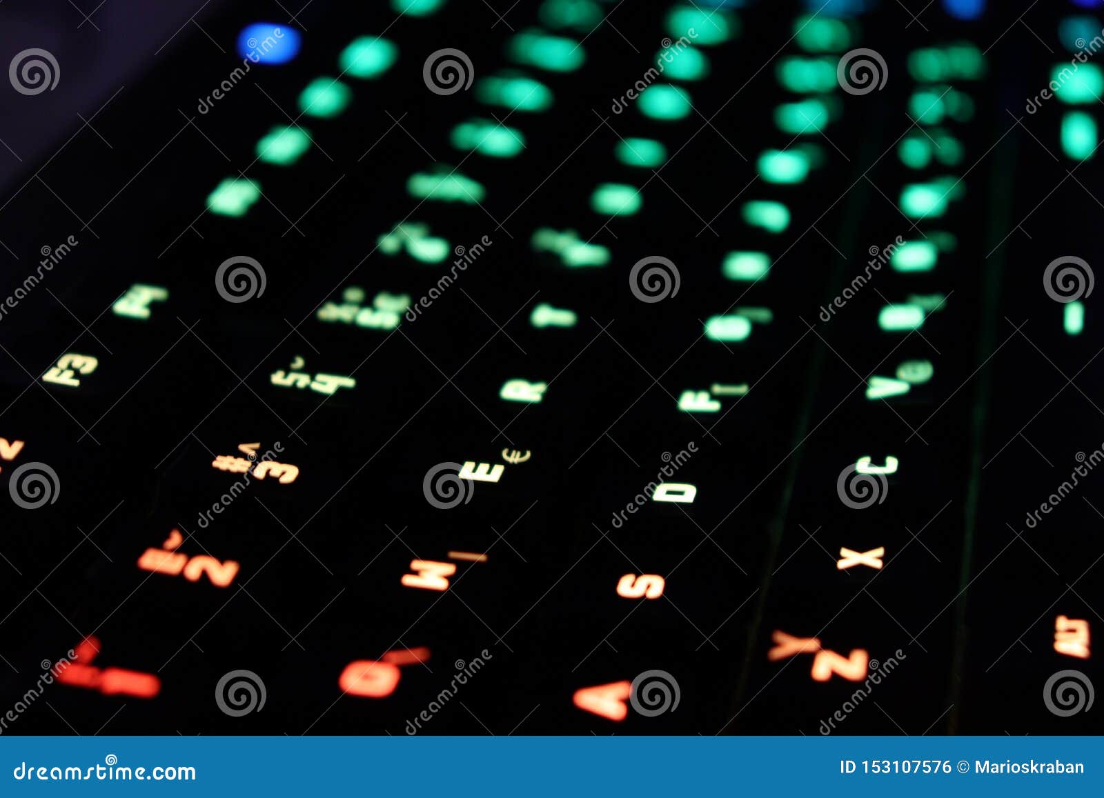 Gaming Illuminated Keyboard with Backlit Keys. Stock Photo - Image of ...