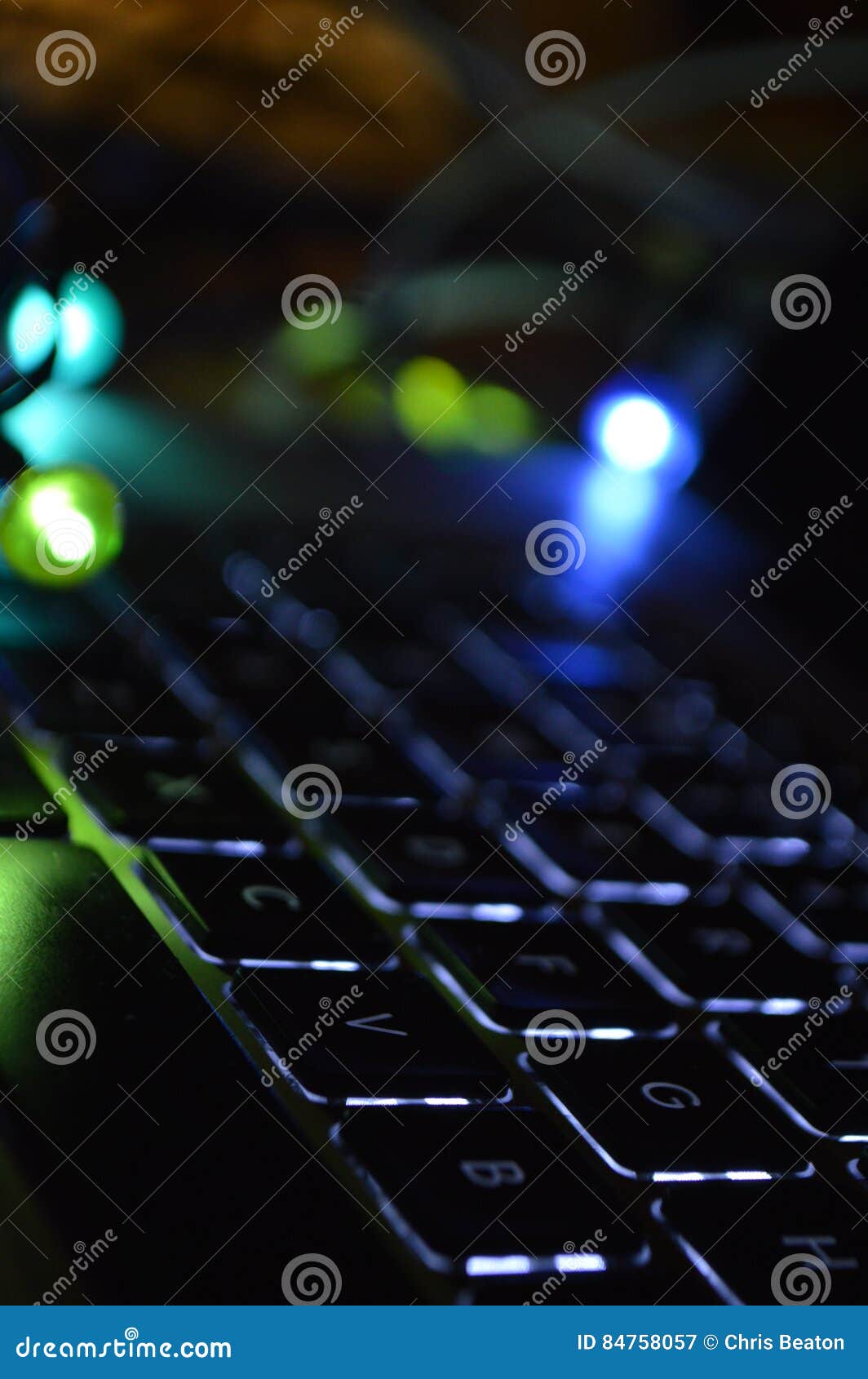 Computer Keyboard with Lights Stock Image - Image of lights, dark: 84758057