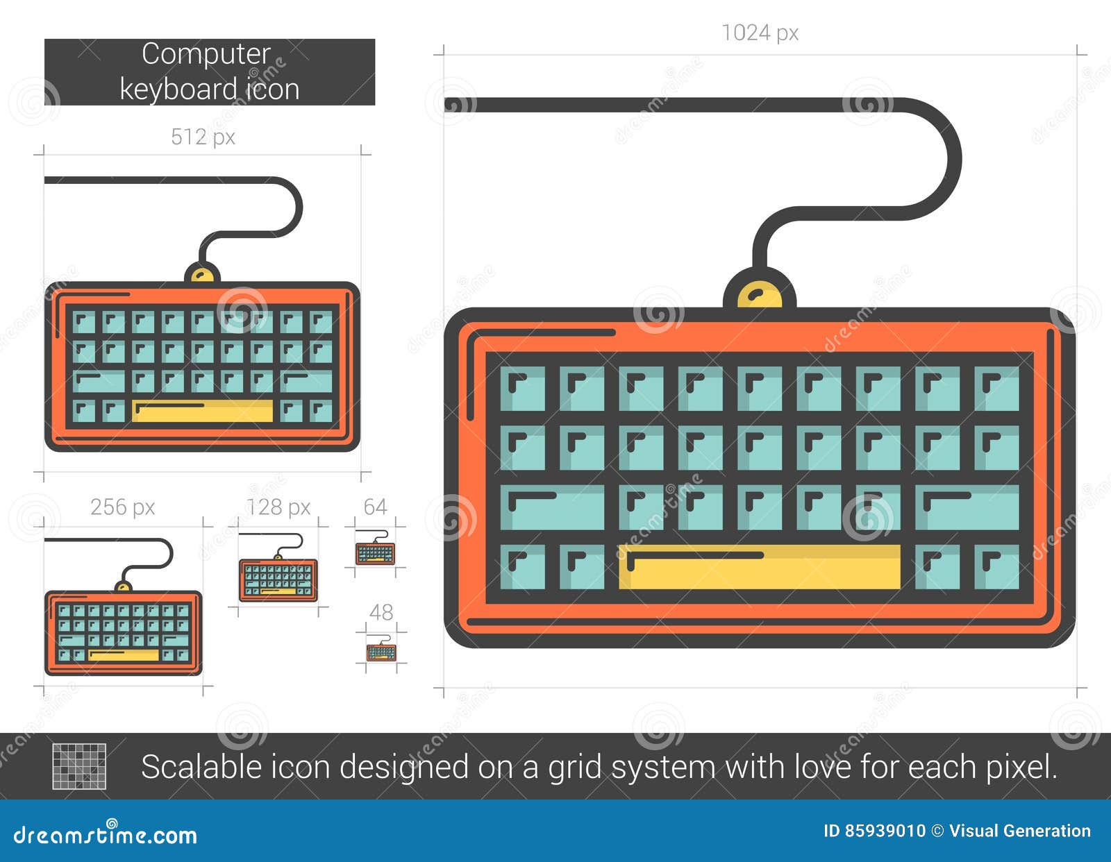 Computer Keyboard Line Icon. Stock Vector - Illustration of device ...