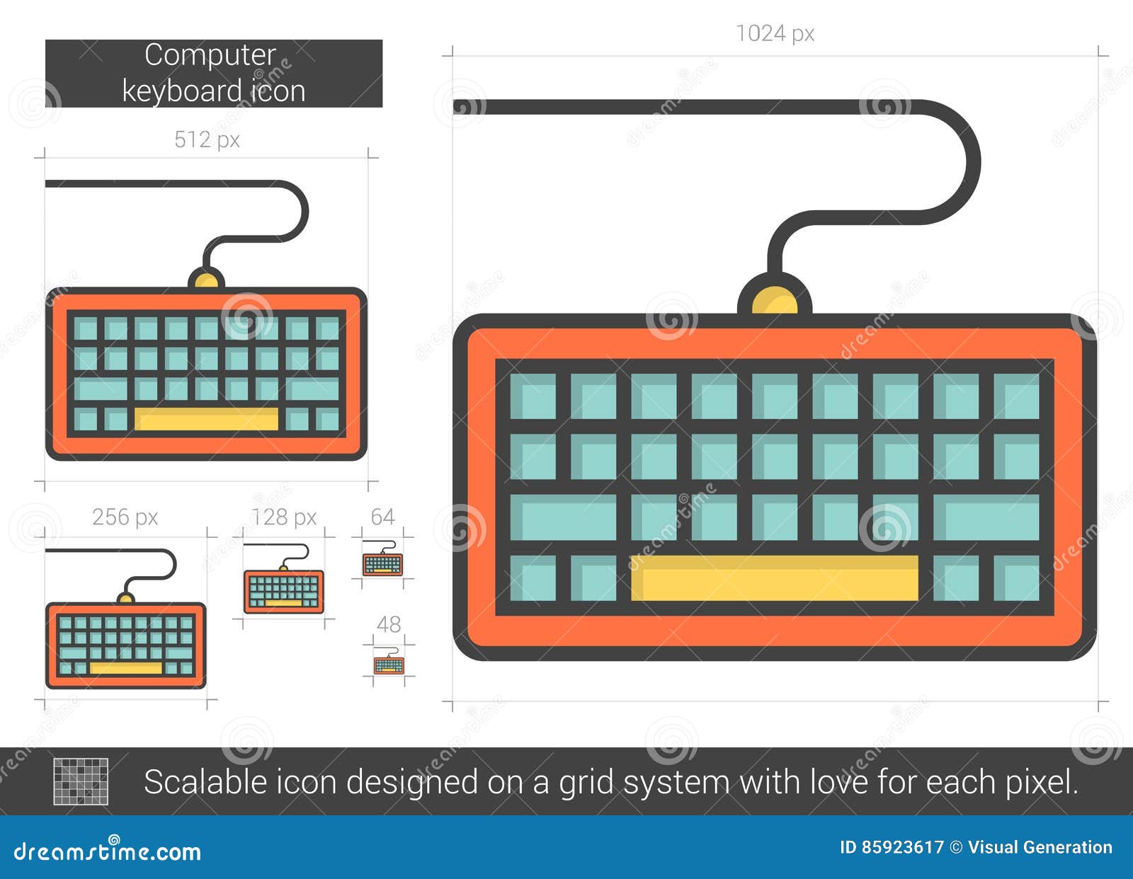 Computer Keyboard Line Icon. Stock Vector - Illustration of linear ...