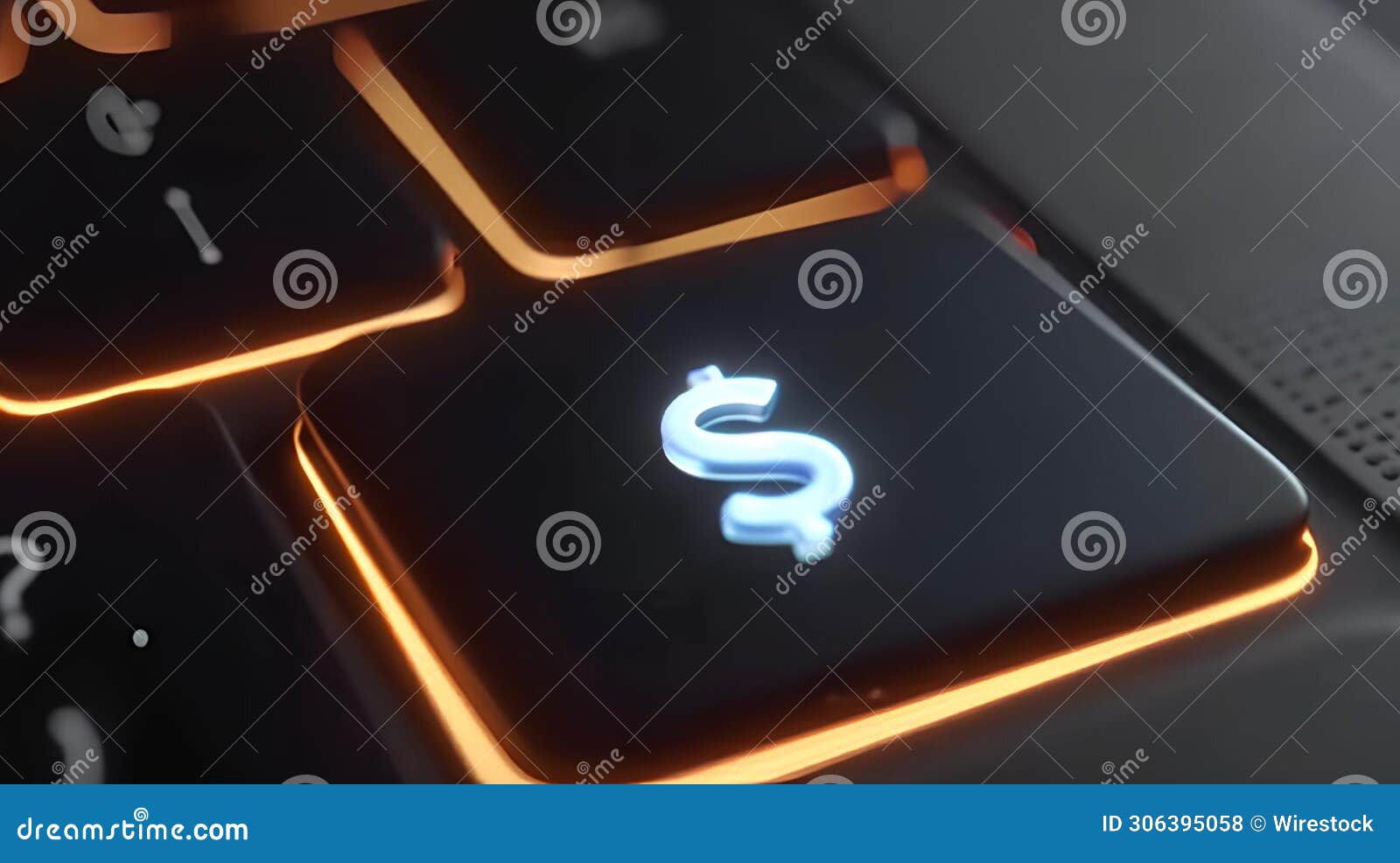 A Computer Keyboard with a Lit Up Dollar Sign on it Stock Illustration ...