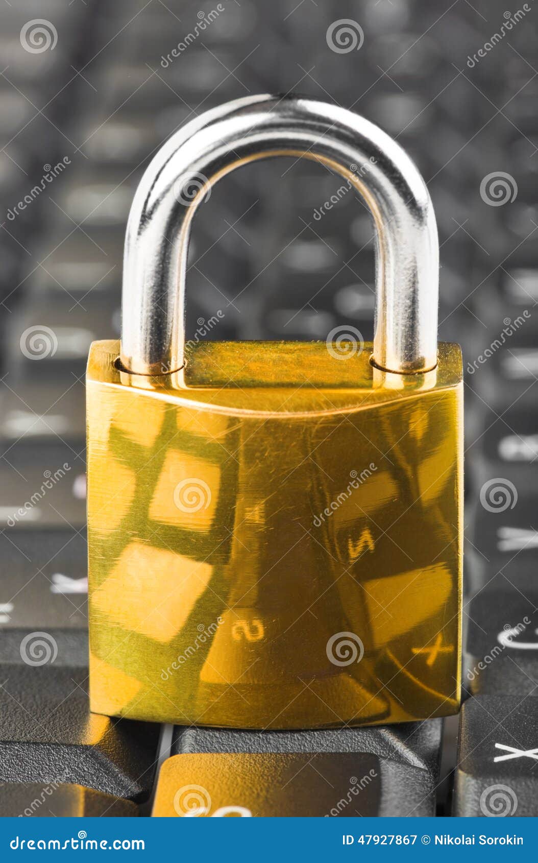 Computer keyboard and lock stock image. Image of data - 47927867