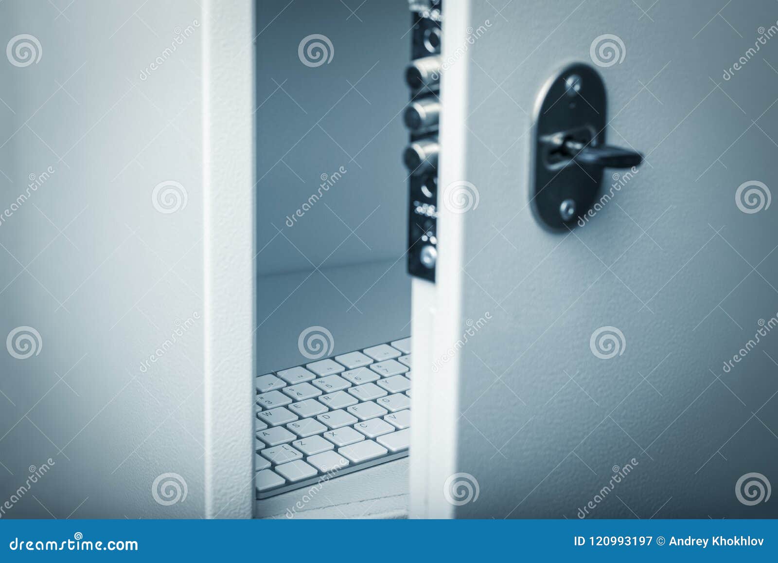 Computer Keyboard in a Metal Locker Concept of Information Security ...