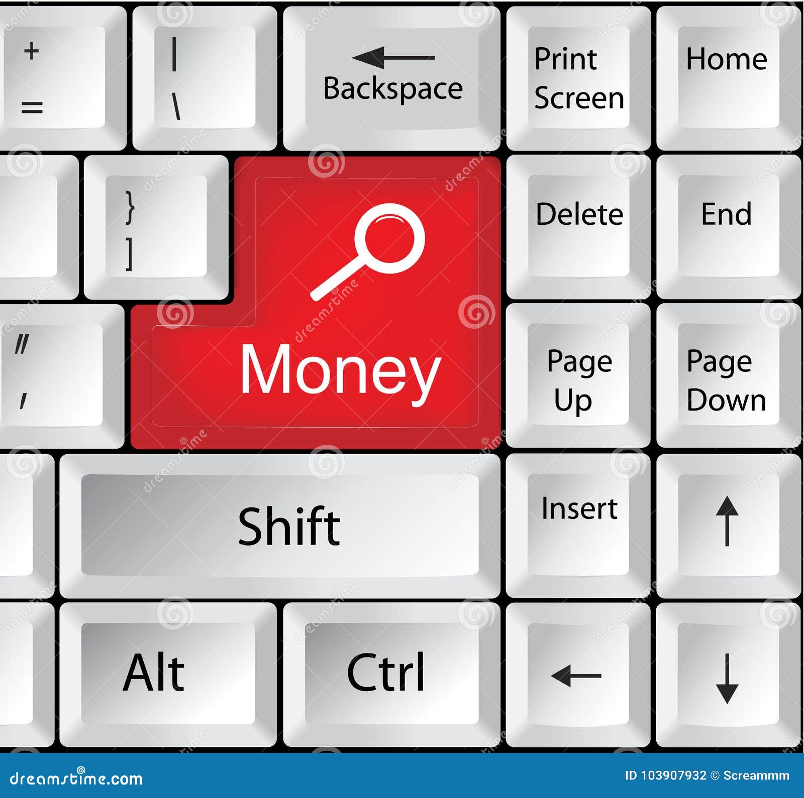 Computer Keyboard with Money - Business Concept Stock Illustration ...