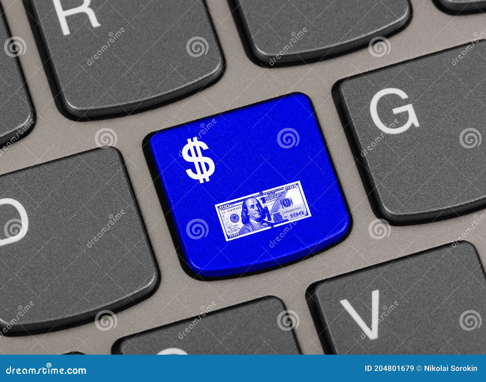 Computer Keyboard with Money Key Stock Image - Image of keypad ...