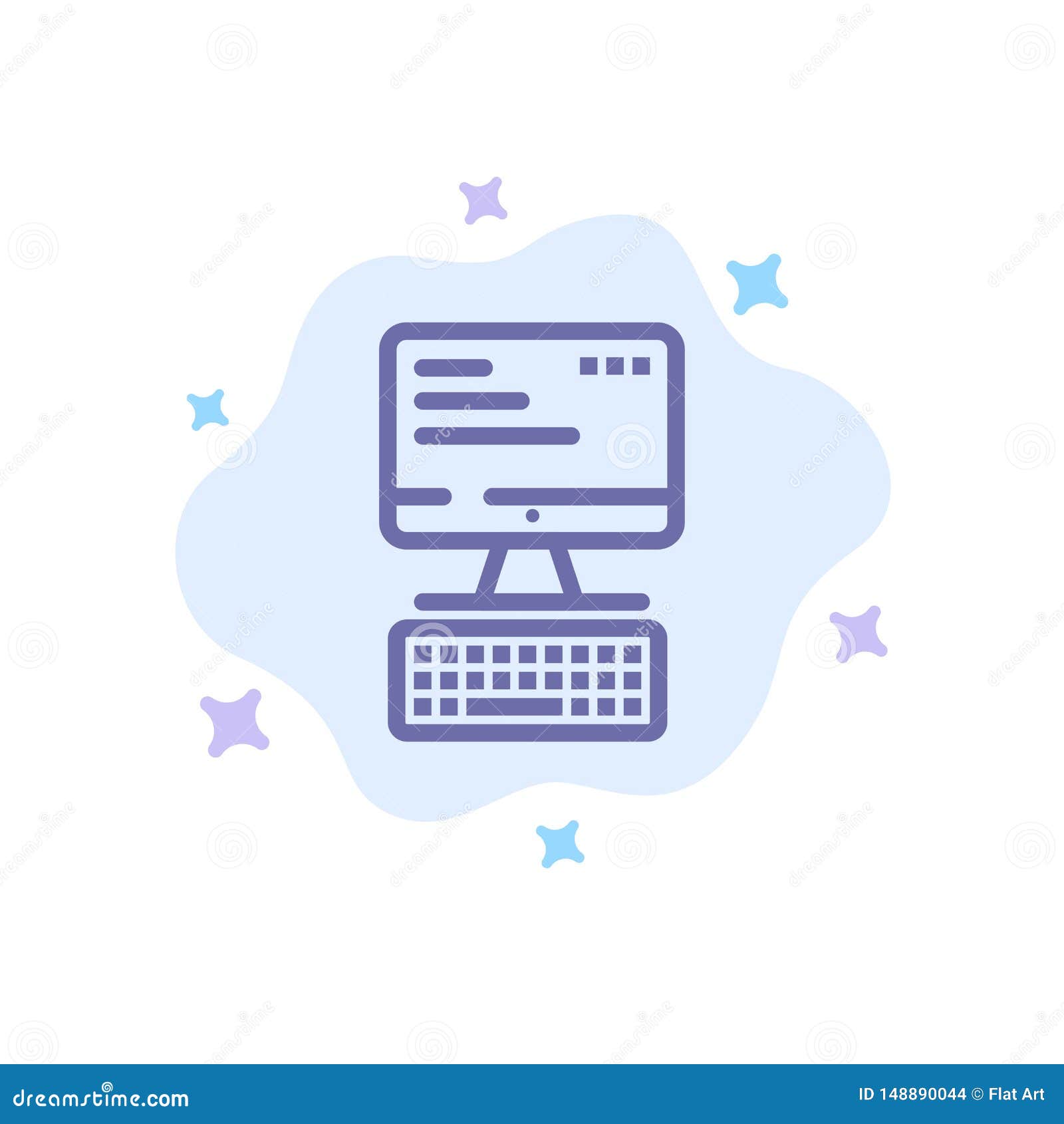 Computer, Keyboard, Monitor, Computing Blue Icon on Abstract Cloud ...