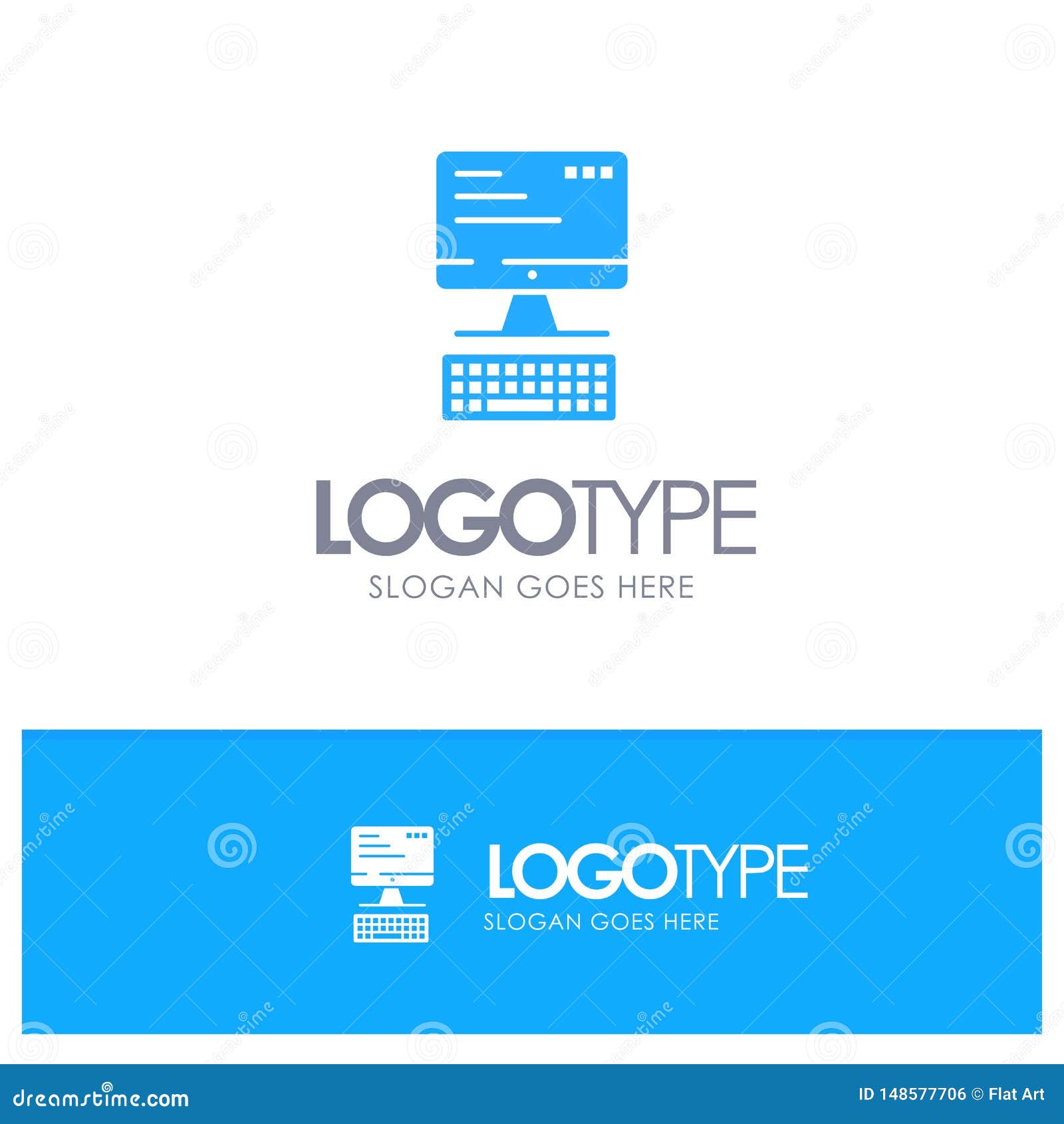 Computer, Keyboard, Monitor, Computing Blue Logo Vector Stock Vector ...
