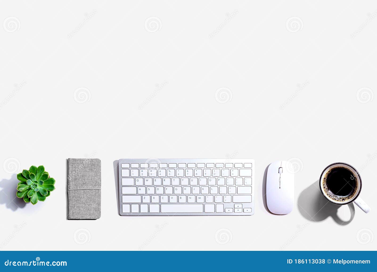 Computer Keyboard and Mouse from Above Stock Photo - Image of flat ...
