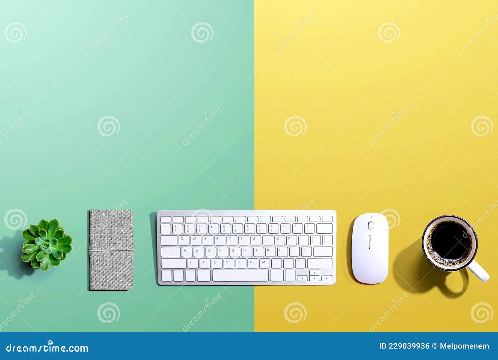 Computer Keyboard and Mouse from Above Stock Photo - Image of minimal ...