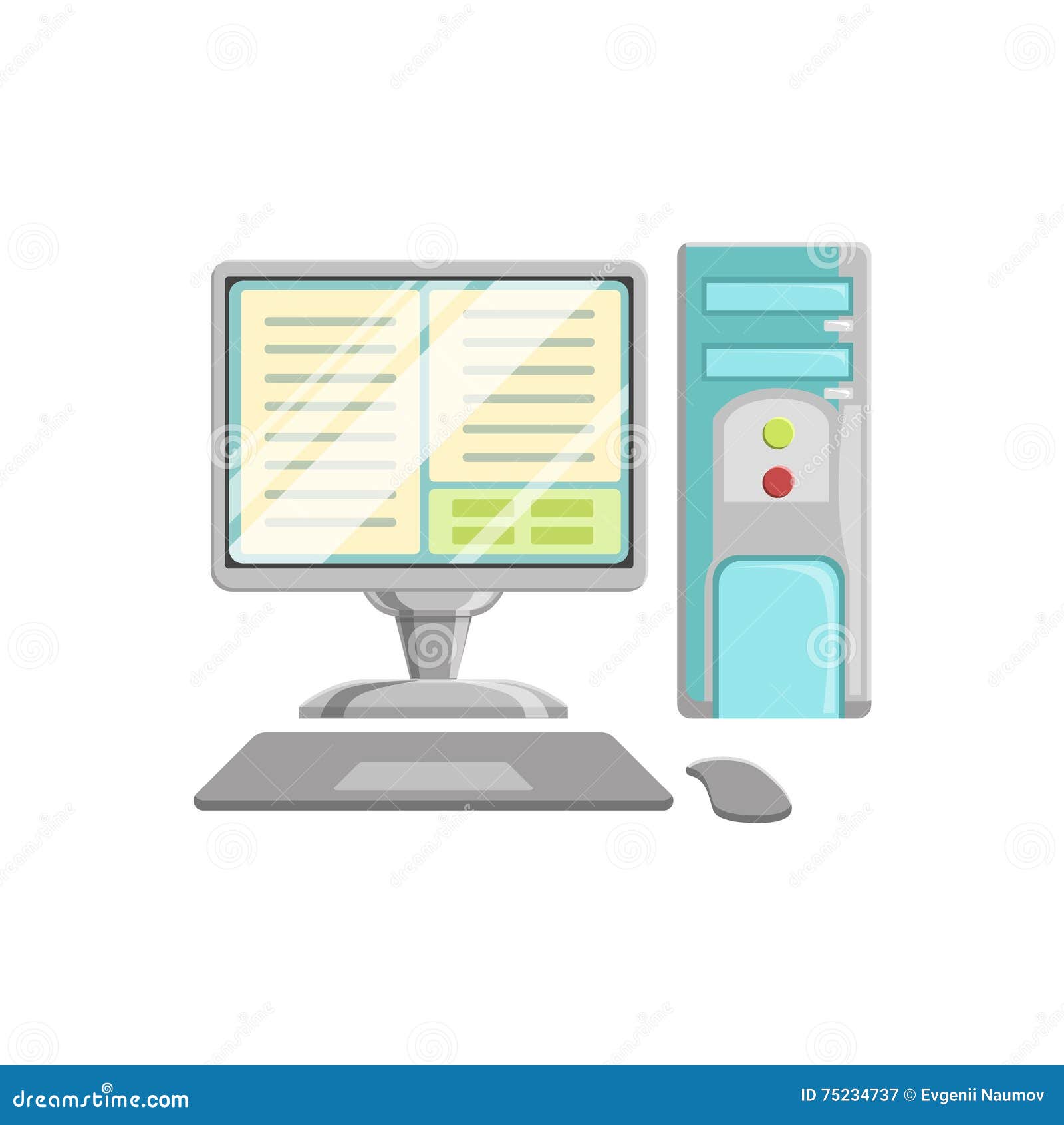Computer with Keyboard and Mouse Controller Stock Vector - Illustration ...