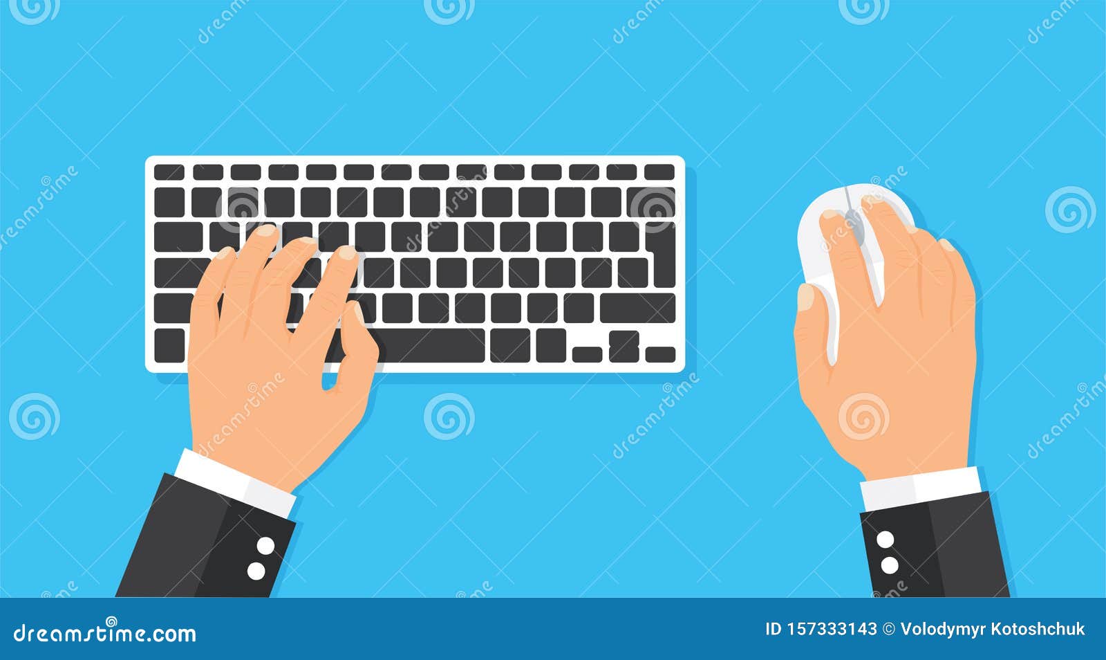 Computer Keyboard and Mouse with Hands of User - Stock Vector Stock ...