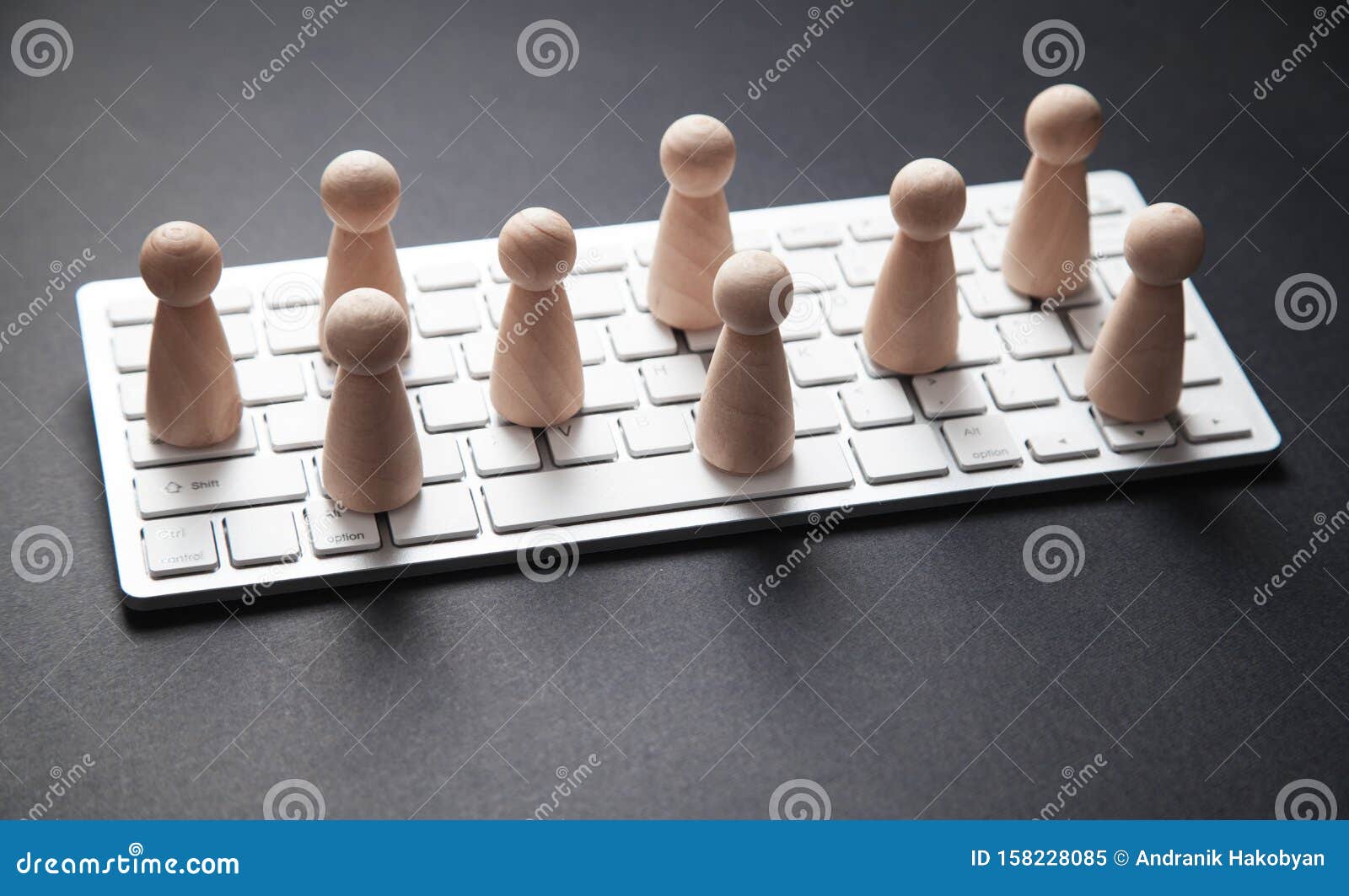 Computer Keyboard, Mouse and Human Figures. Social Media, Network ...