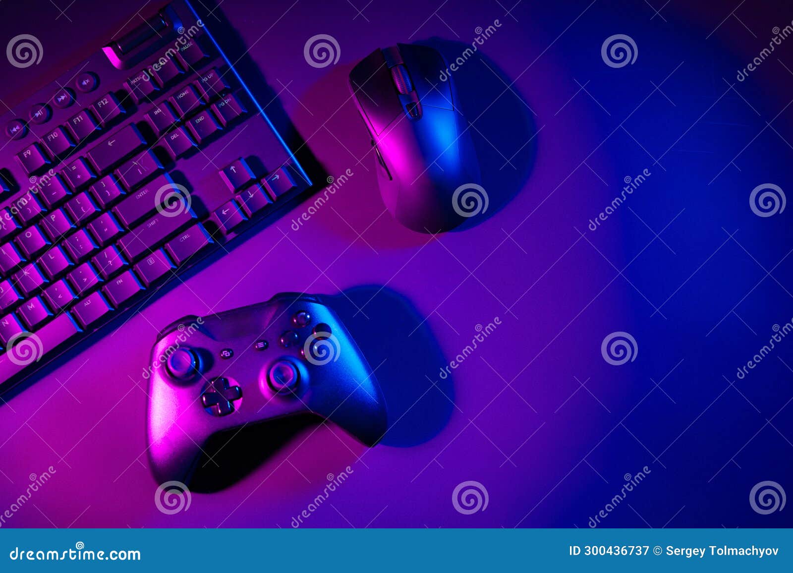Computer Keyboard, Mouse and Joystick on Black Background Stock Image ...