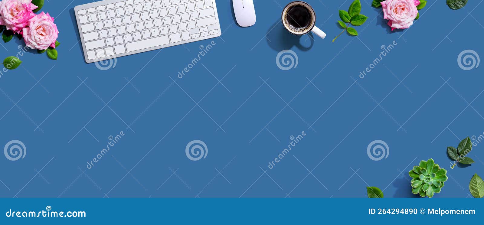 Computer Keyboard and a Mouse with Pink Roses Stock Photo - Image of ...