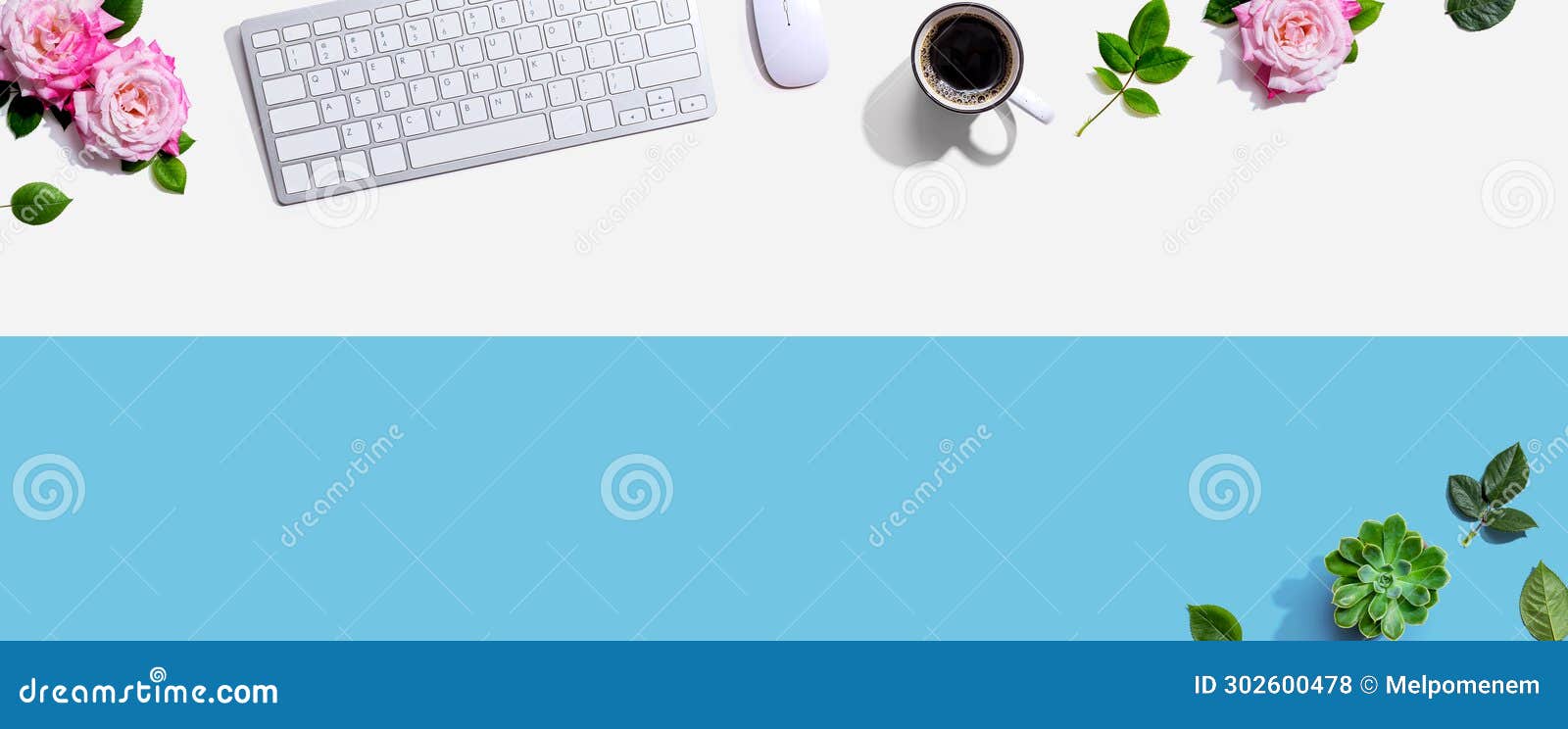 Computer Keyboard and a Mouse with Pink Roses Stock Photo - Image of ...