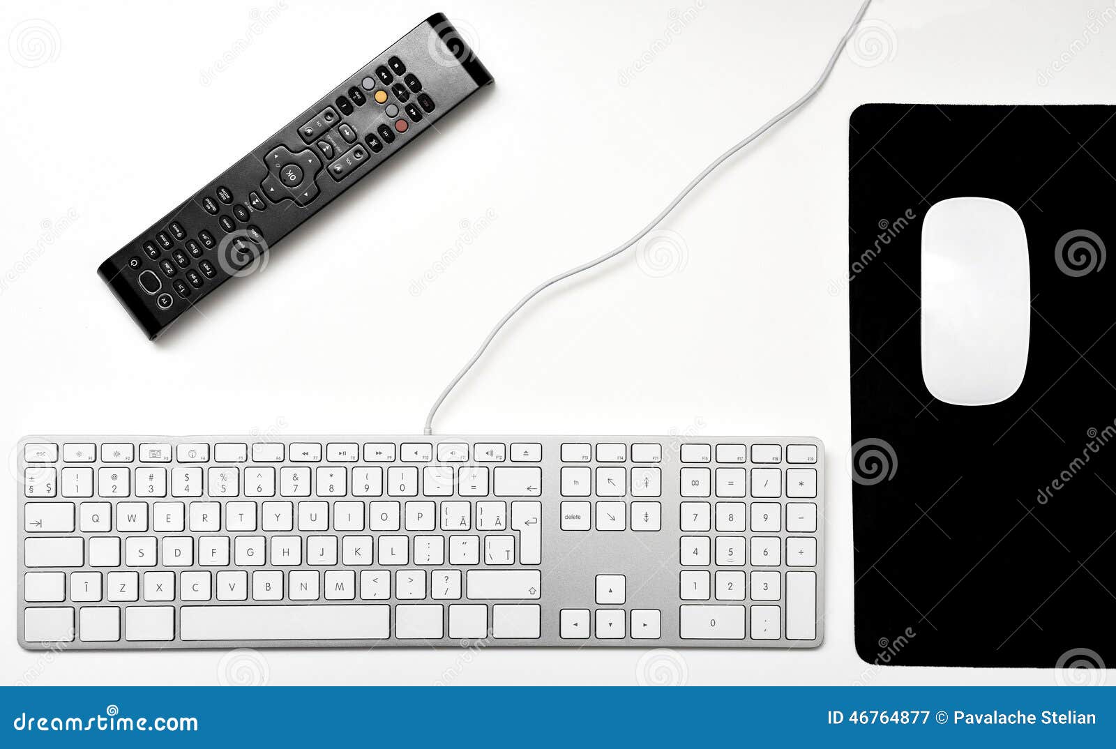 Computer Keyboard, Mouse and Remote Control Stock Image - Image of ...