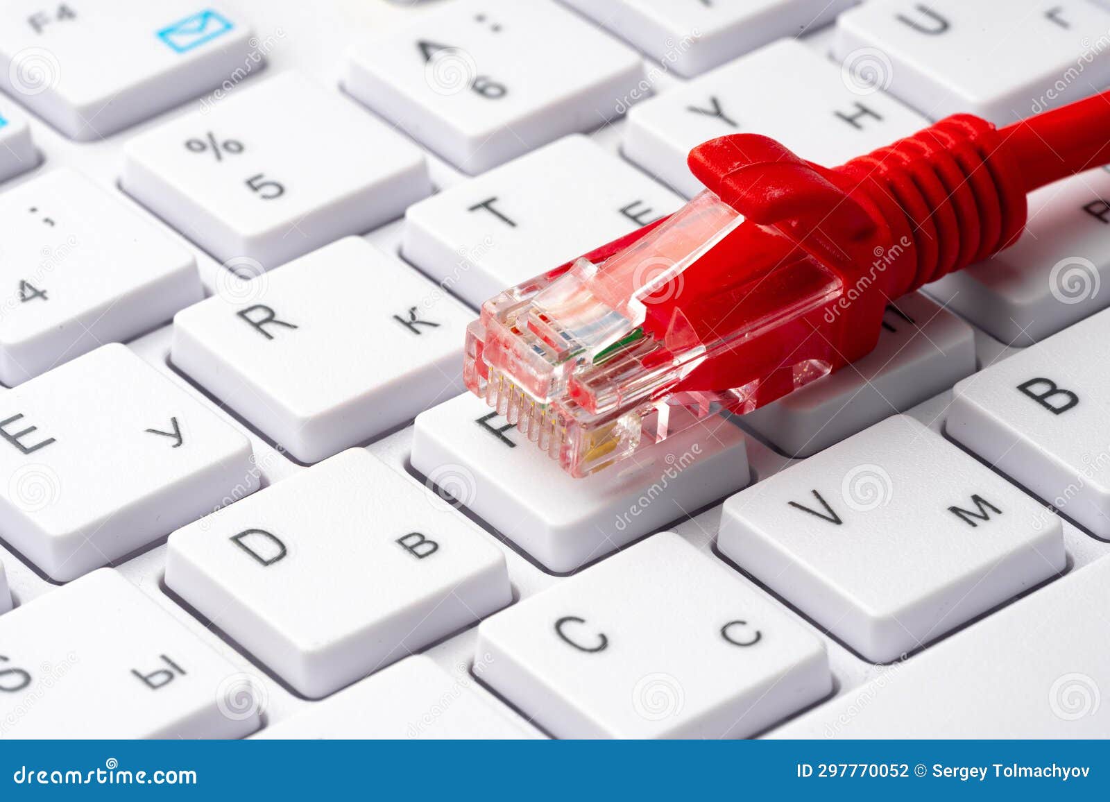 Computer Keyboard with Network Cable Close Up Photo Stock Photo - Image ...