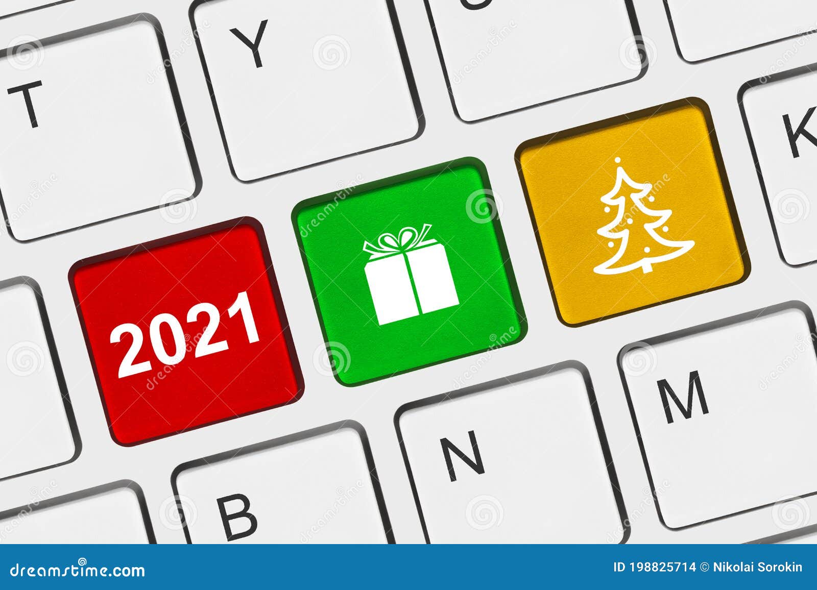 Computer Keyboard with New Year Keys Stock Photo - Image of ornate ...