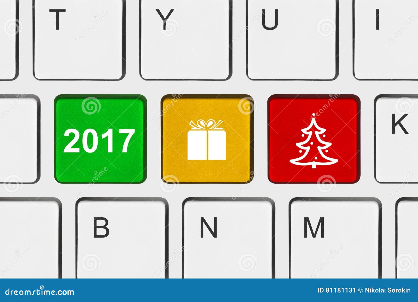 Computer Keyboard with New Year Keys Stock Image - Image of ornate ...
