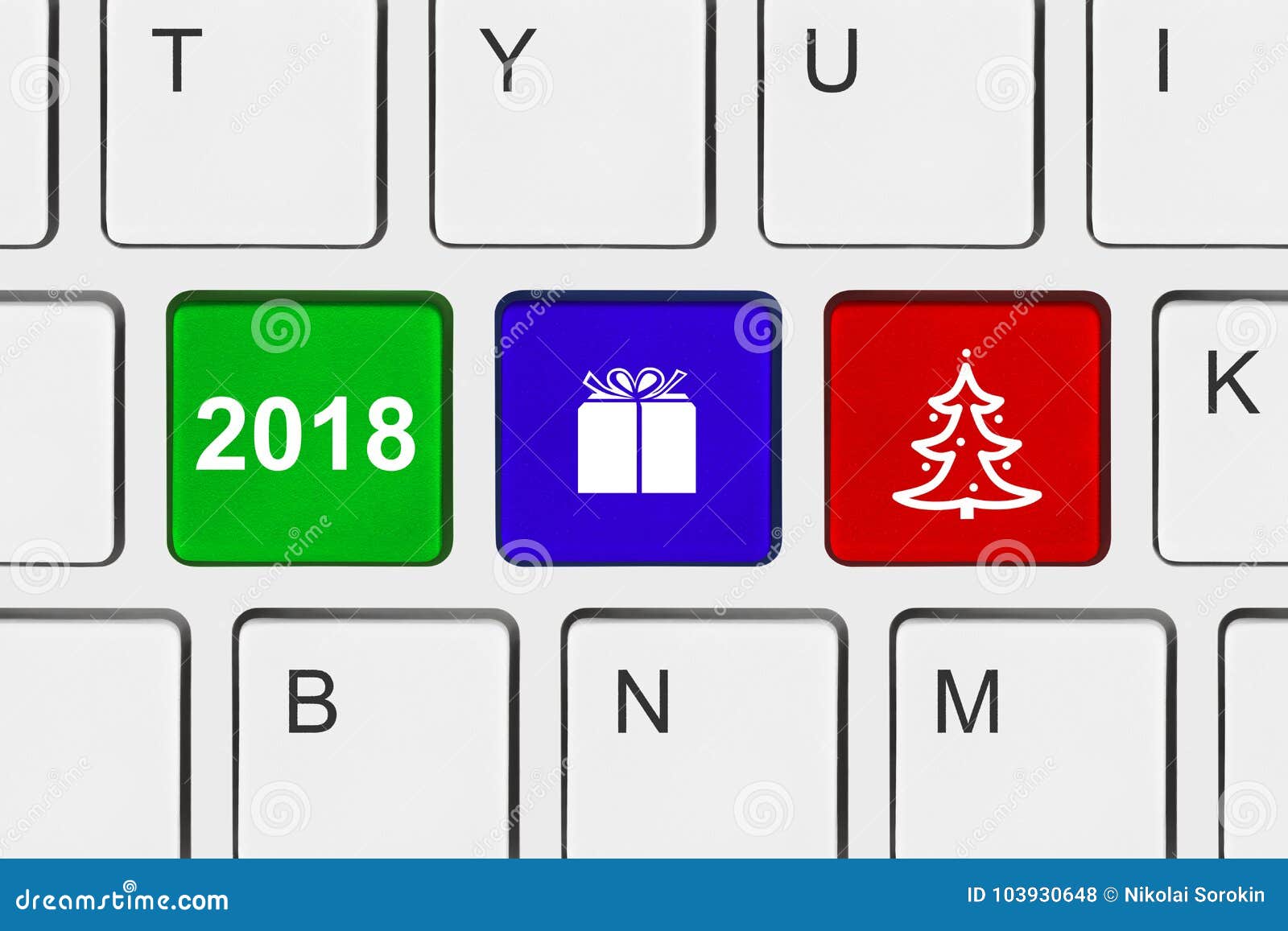 Computer Keyboard with New Year Keys Stock Illustration - Illustration ...