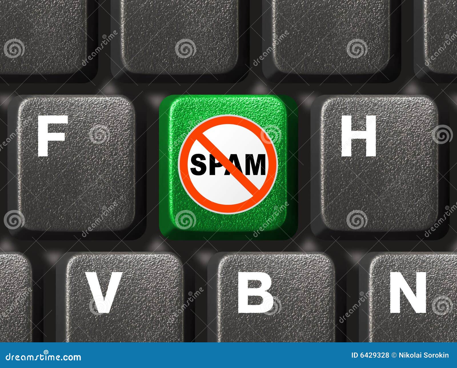 Computer Keyboard with No SPAM Key Stock Photo - Image of direction ...