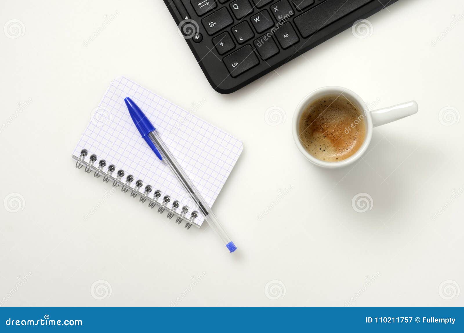 Computer Keyboard, Notebook, Coffee on Office Desk, Stock Image - Image ...