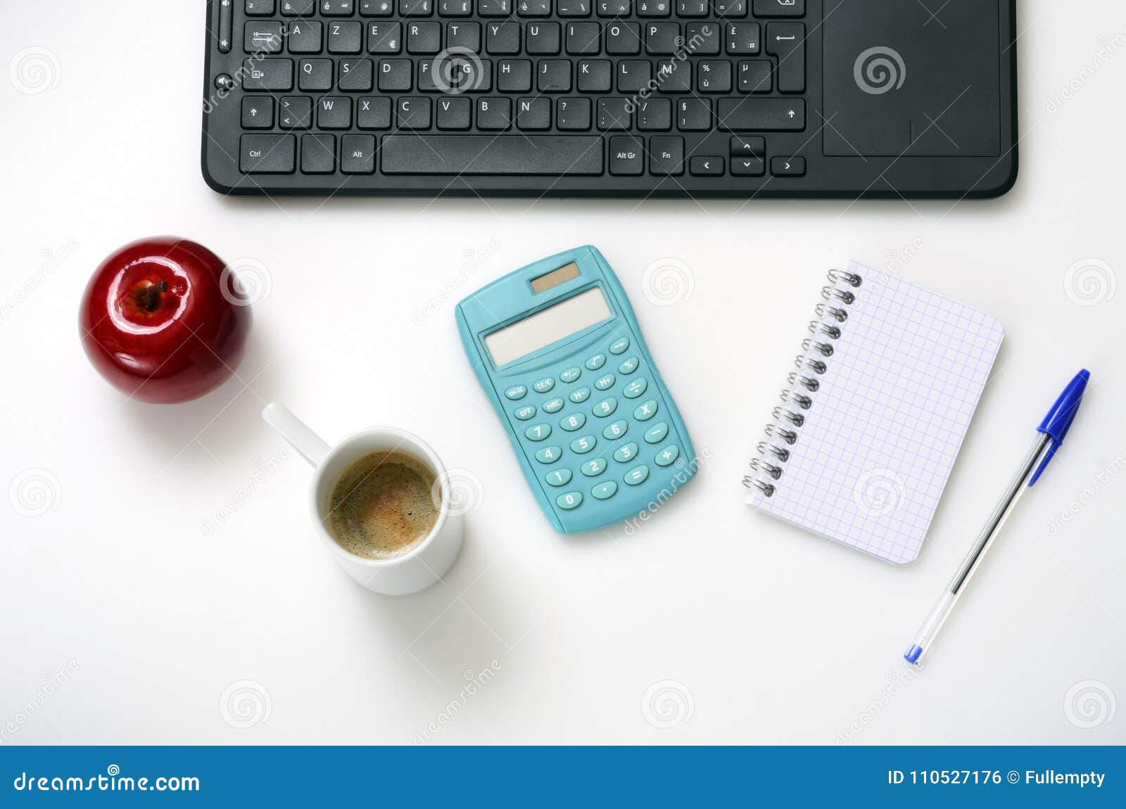 Computer Keyboard, Notebook, Coffee on Office Desk, Stock Photo - Image ...