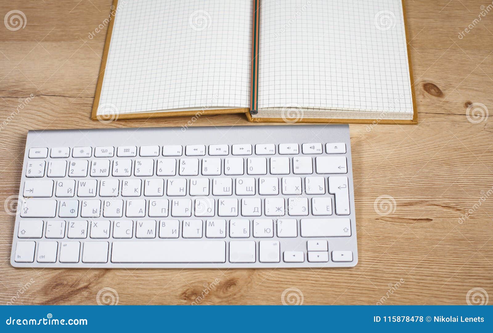 Computer Keyboard and Notebook are on the Table Stock Photo - Image of ...
