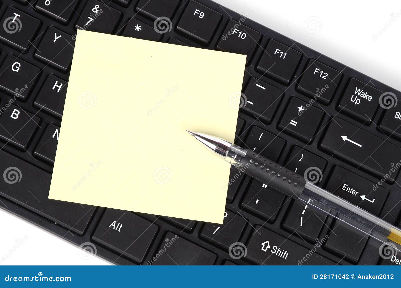Computer Keyboard and Notepaper with Pen Stock Photo - Image of control ...