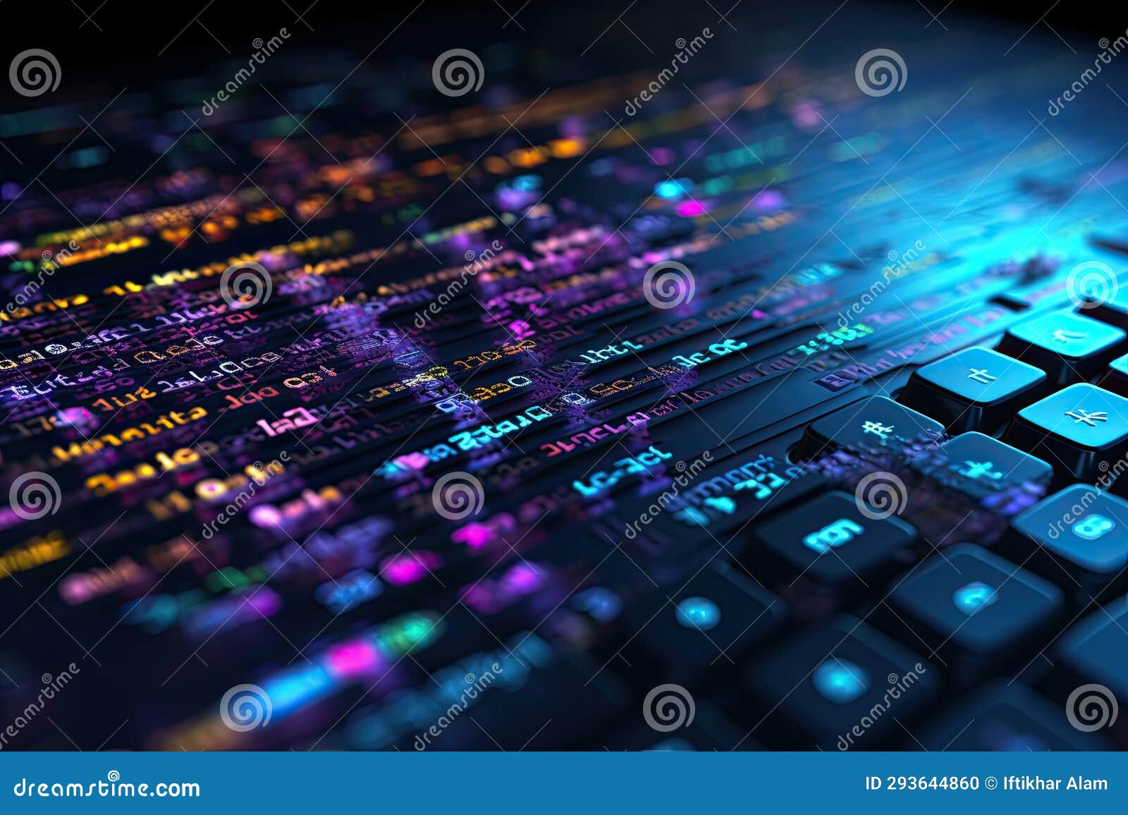 Computer Keyboard with Numbers and Letters. 3d Rendering Toned Image, Coding Programming ...