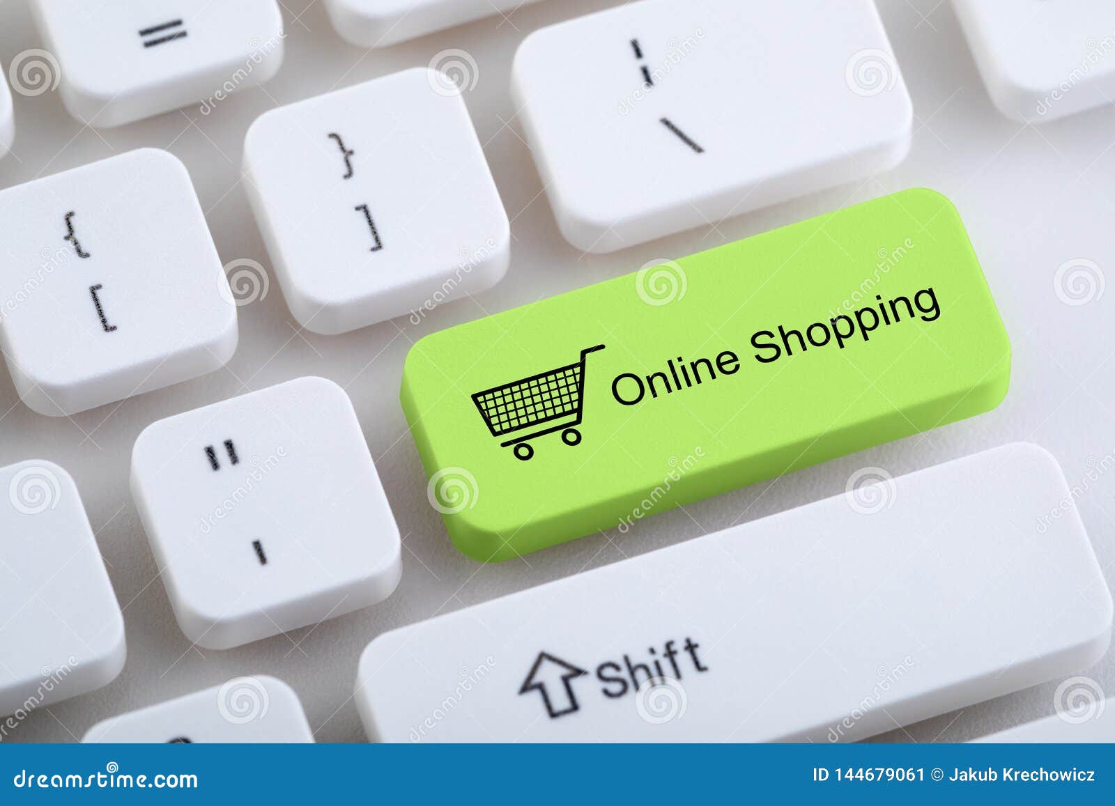 Computer Keyboard with Online Shopping Button Stock Image - Image of ...