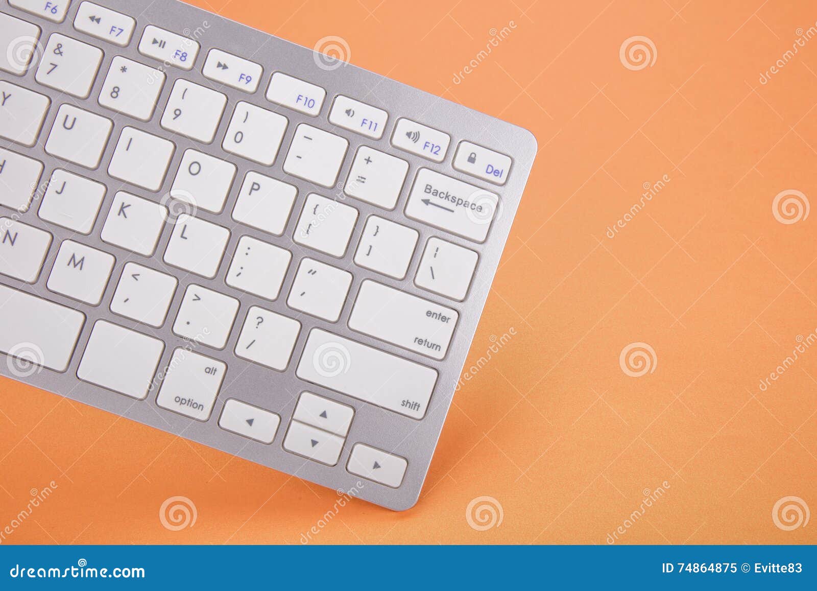 Computer Keyboard on Orange Background Stock Image - Image of ...