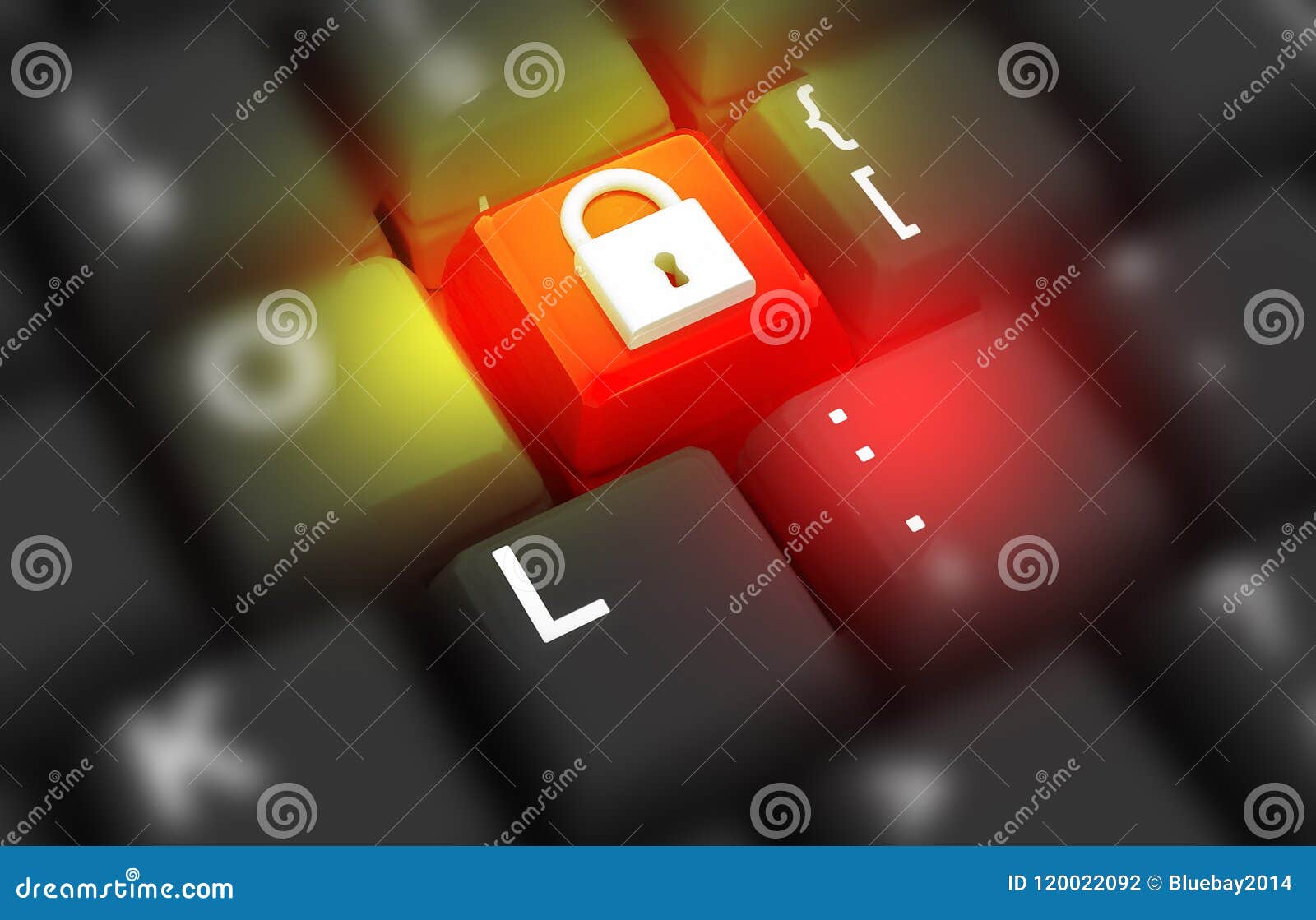 Computer Keyboard with Padlock Icon Stock Photo - Image of internet ...