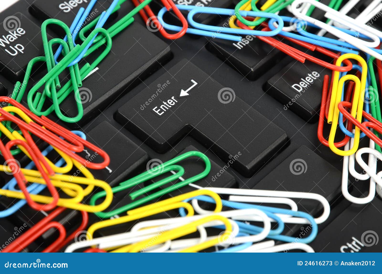 Computer Keyboard and Paper Clips Stock Image - Image of thumbtack ...