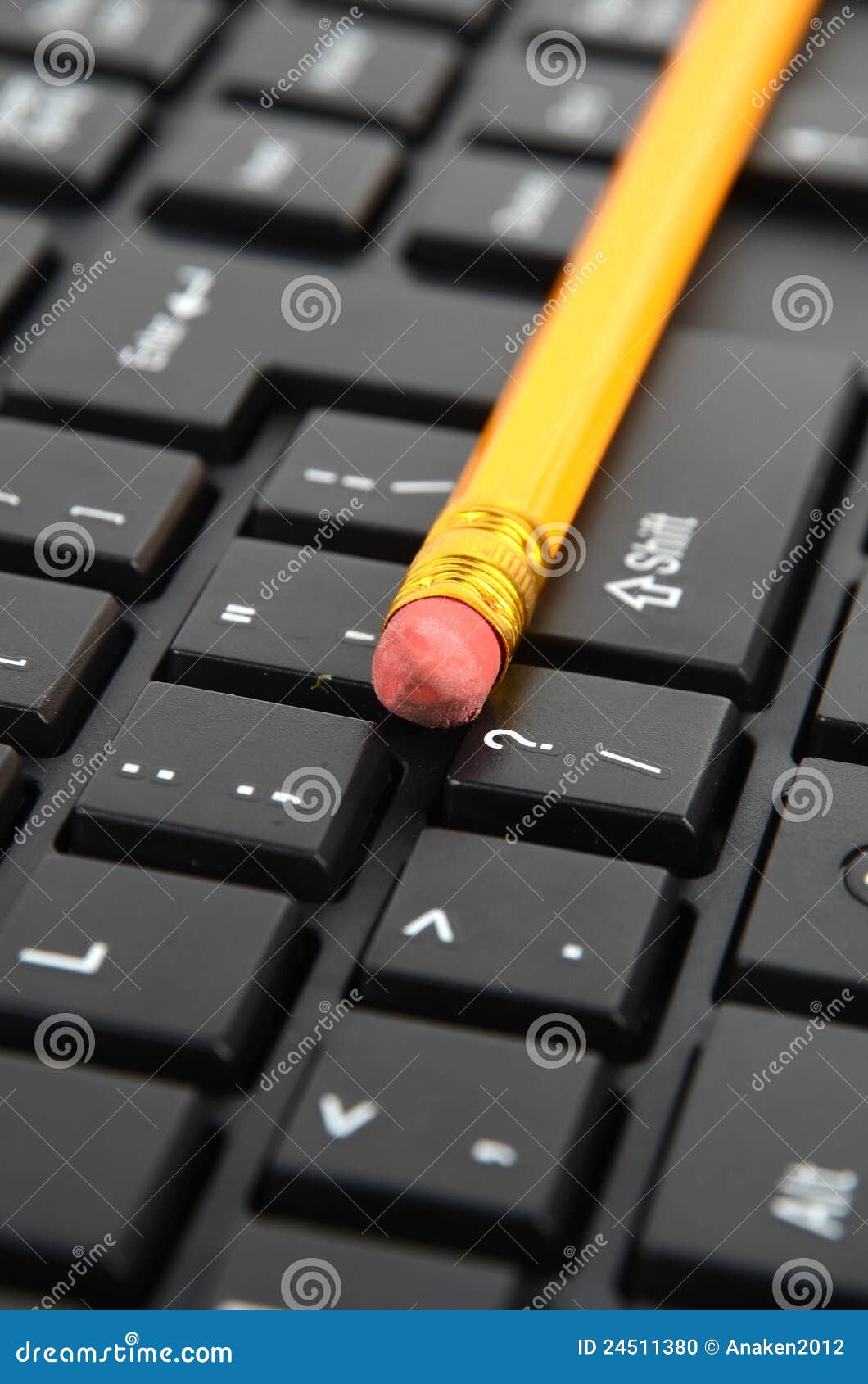 Computer Keyboard and Pencil Stock Photo - Image of internet, dark ...