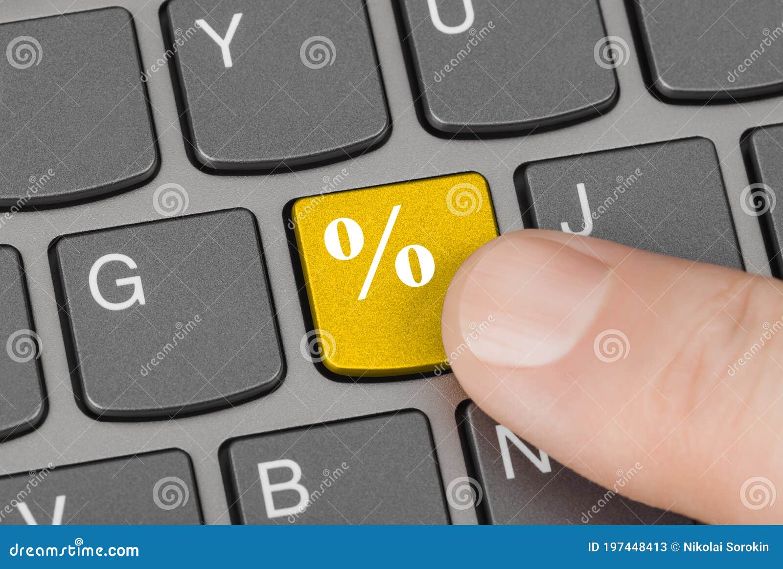 Computer Keyboard with Percent Key Stock Image - Image of internet ...